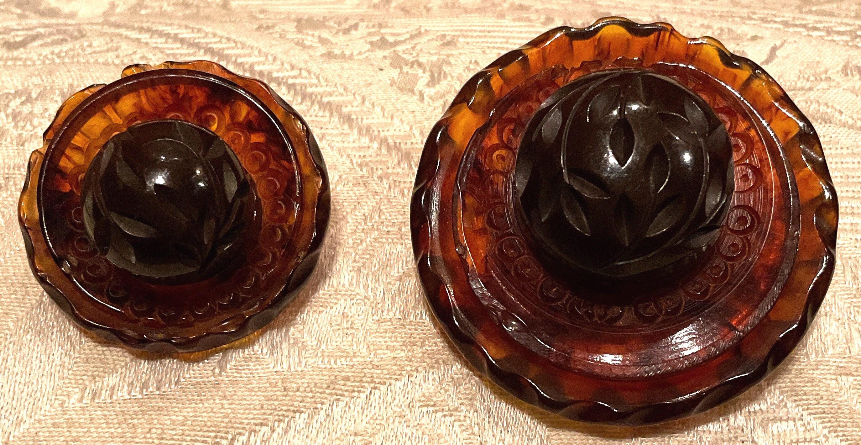 Deco Bakelite Buttons, Vintage Bakelite Buttons, Pair 1920 Bakelite ...