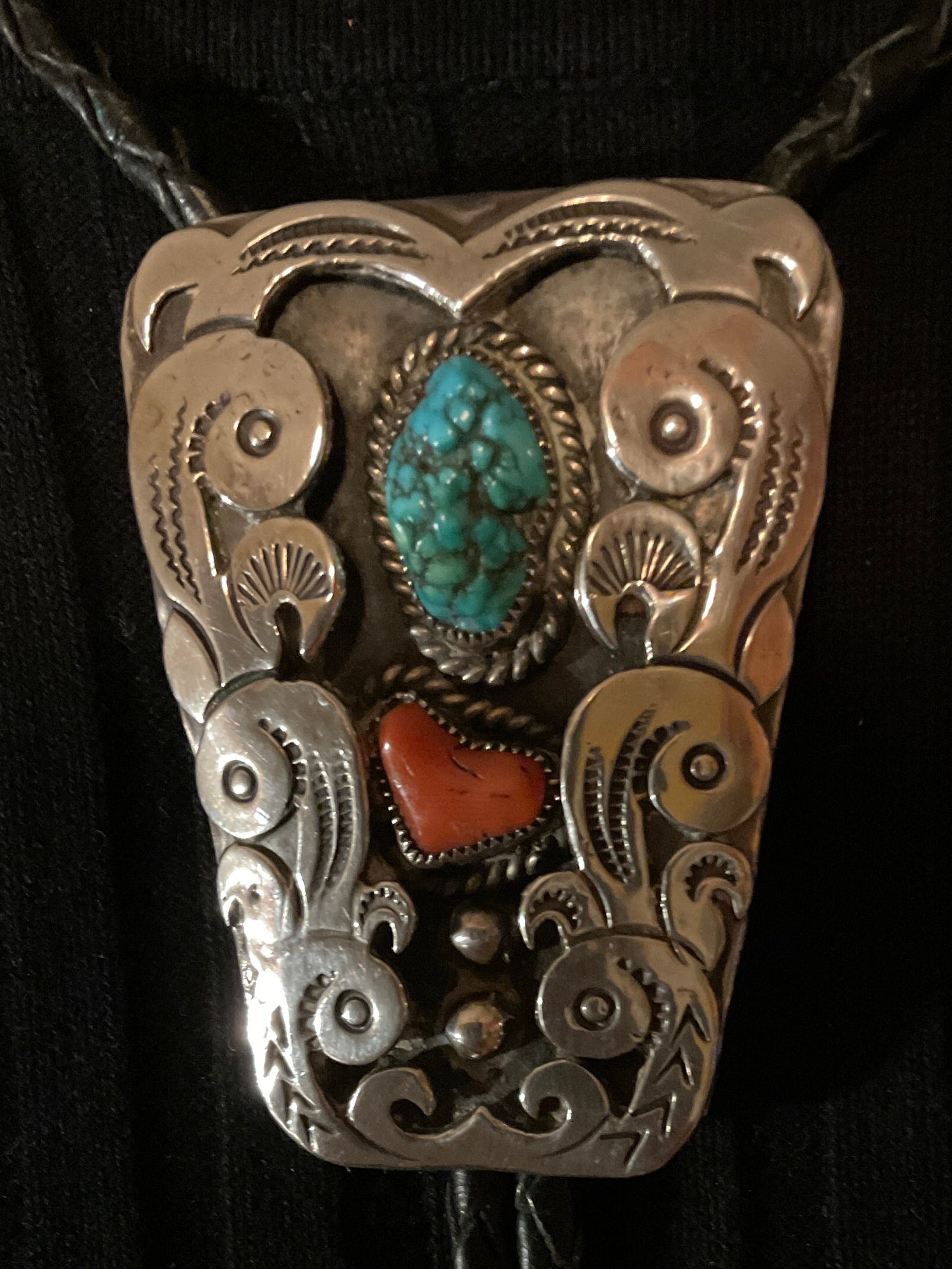 Native American Bolo, Bennett Pat Pend Bolo, Turquoise Coral and ...