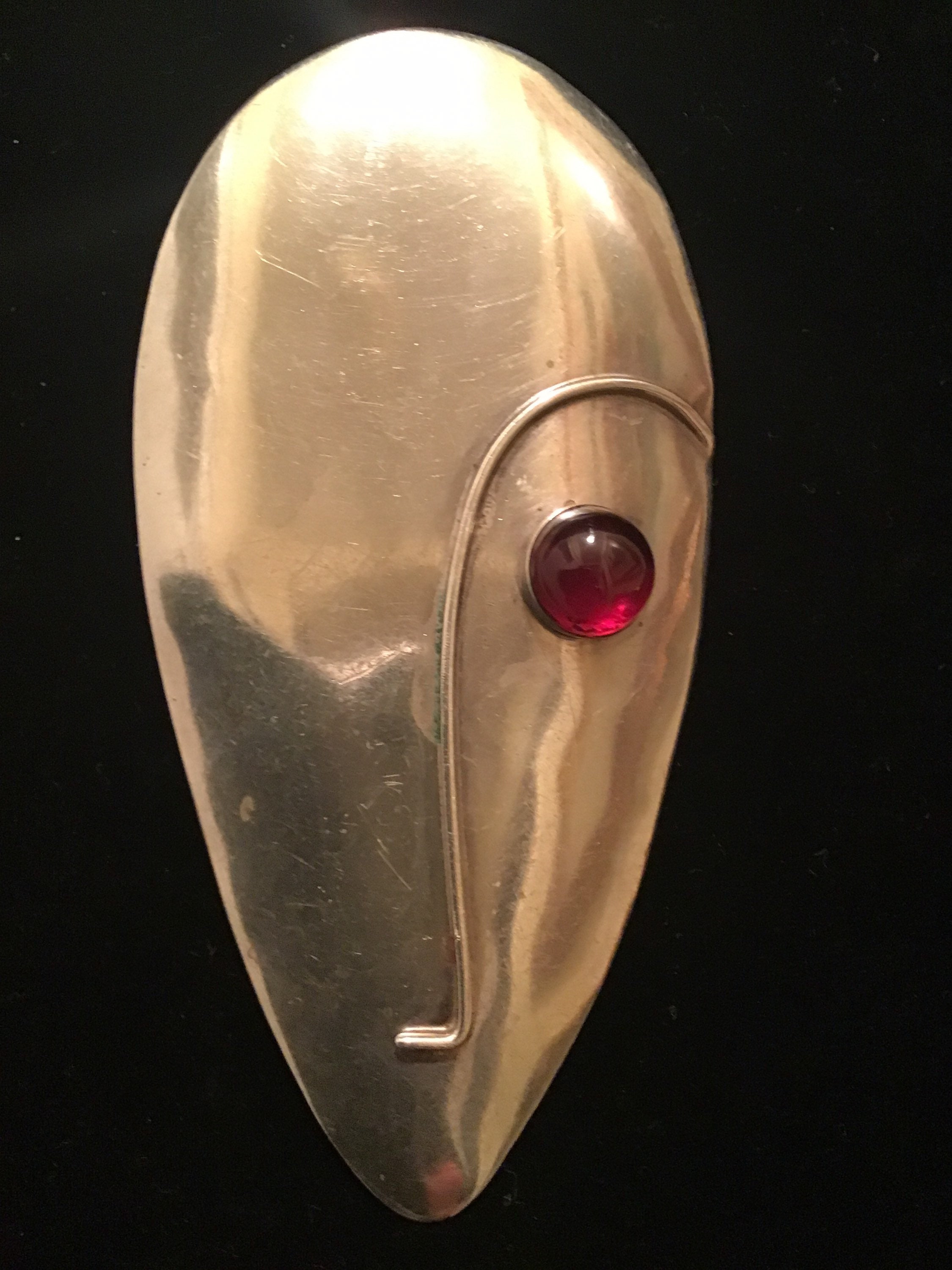 Vintage Sterling and Garnet Face Brooch - Etsy