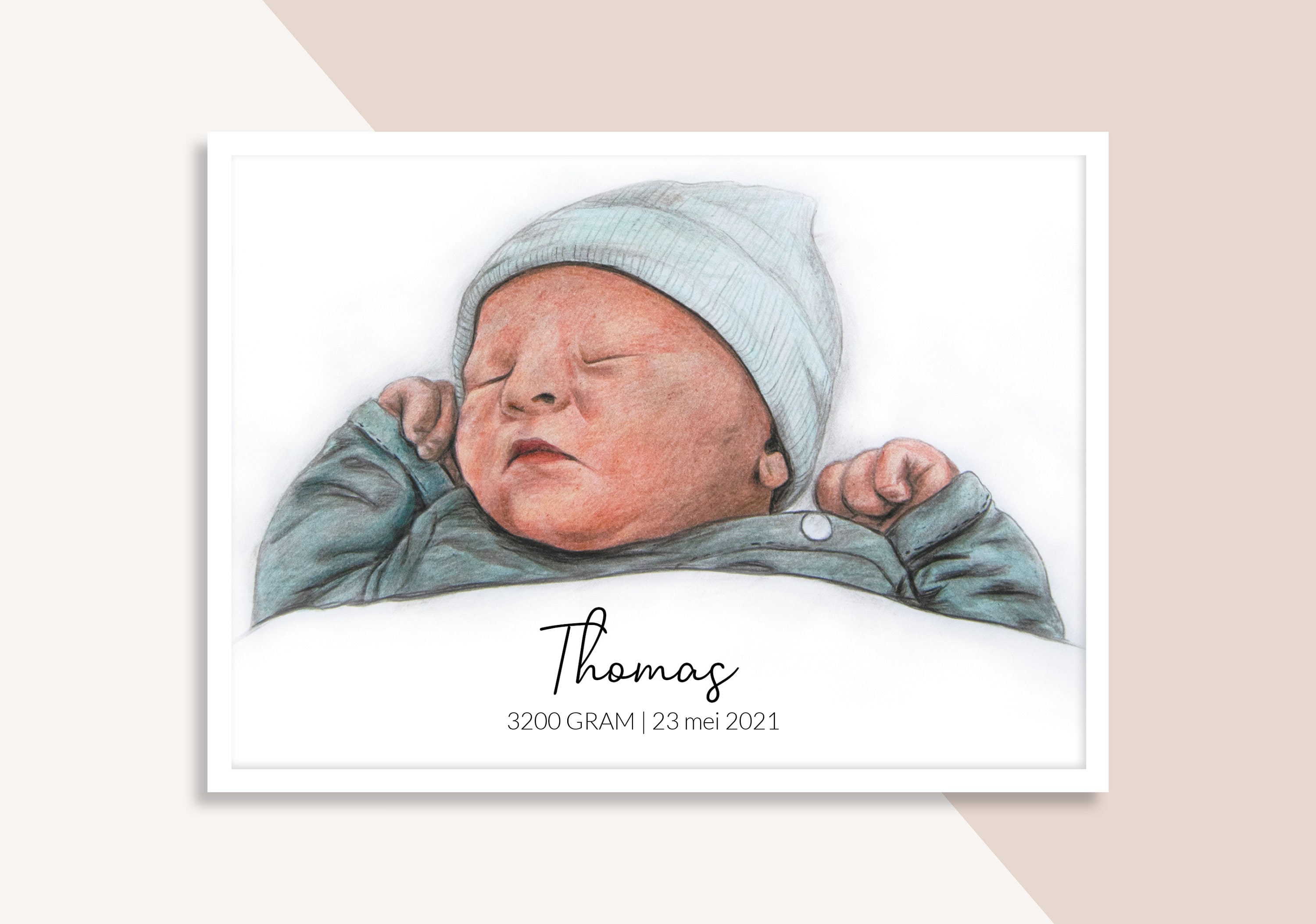 Personalized Birth Drawing Poster Realistic Crayon Painting - Etsy