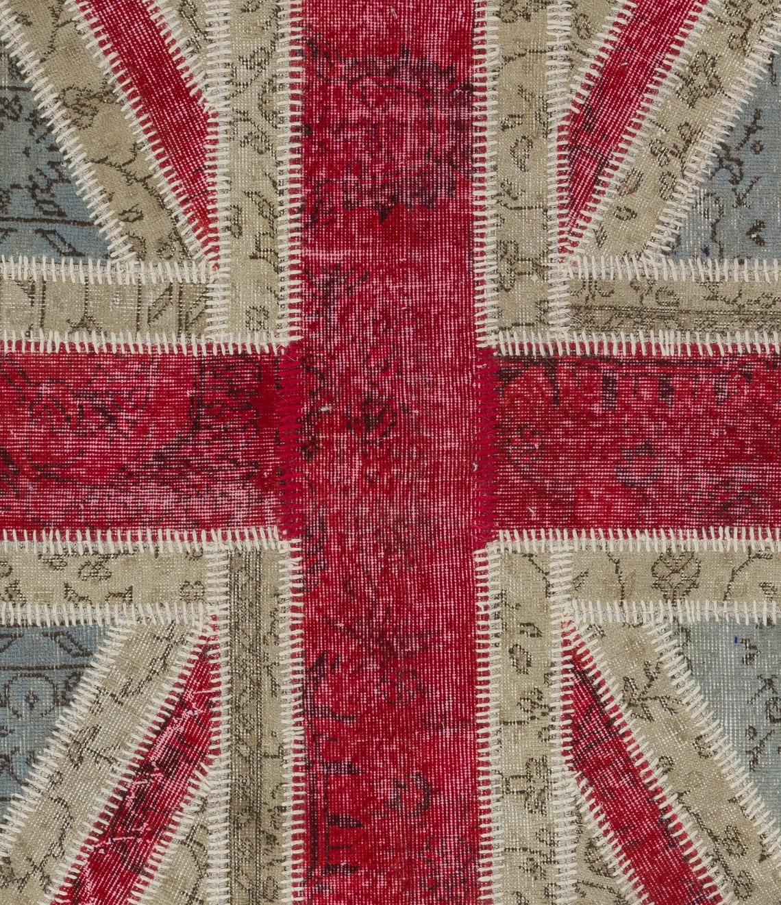 Union Jack British Flag Design Patchwork Rug Made From Re-dyed Vintage ...