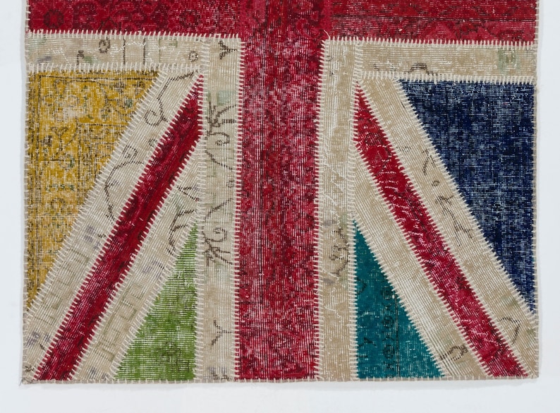 Colorful Union Jack British Flag Design Patchwork Rug Made - Etsy