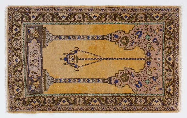 Vintage Handmade Prayer Rug Depicting a Chandelier Couple of - Etsy