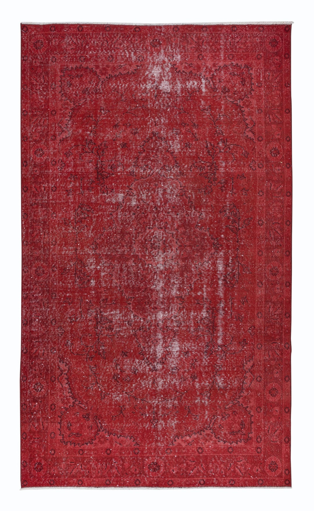 Red Vintage Turkish Rug, Modern Handmade Carpet, Home Decoration. 5.2x8 ...