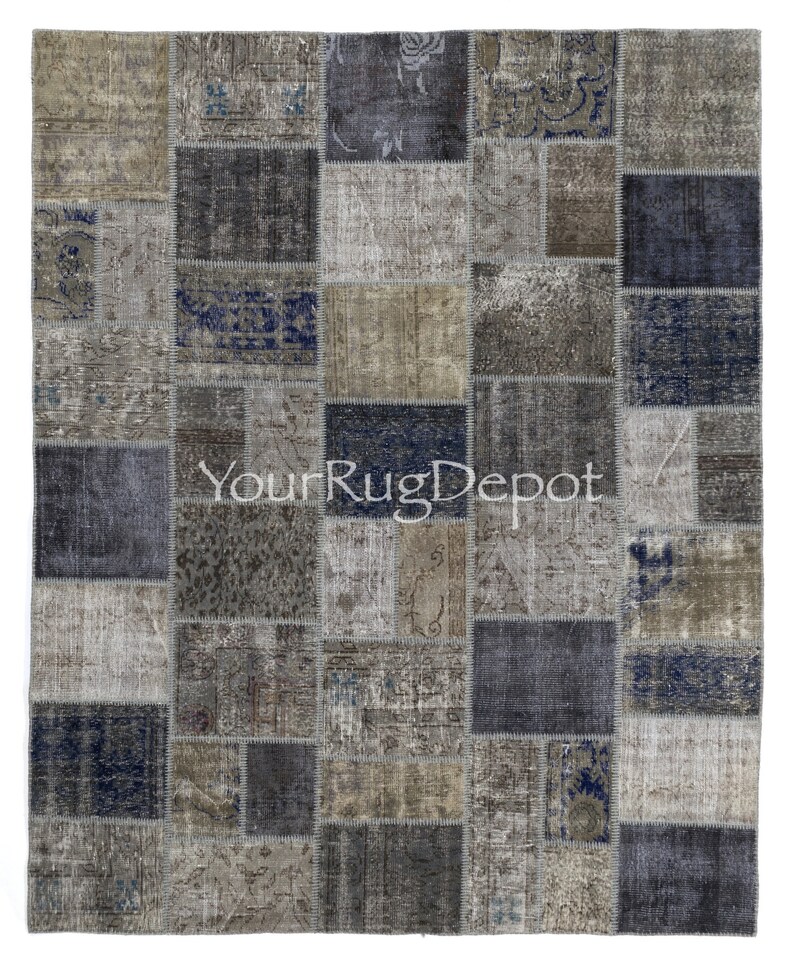 Modern Patchwork Rug. Handmade From Re-dyed Vintage Carpets - Etsy