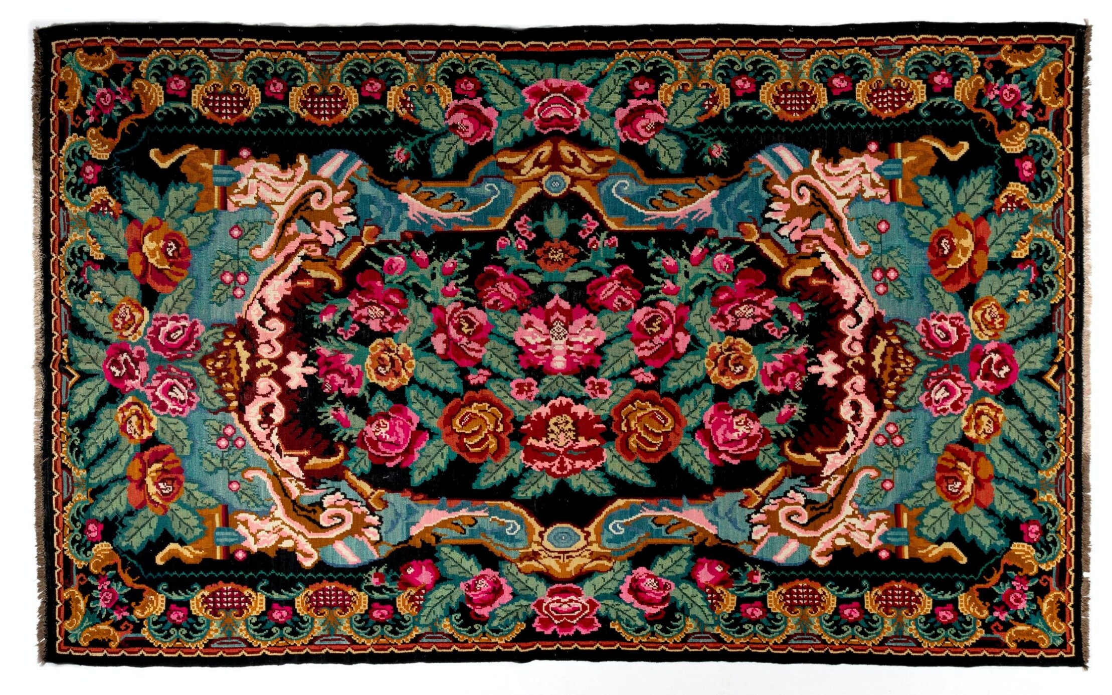 Hand-woven Vintage Eastern European Bessarabian Kilim Rug With Flower ...