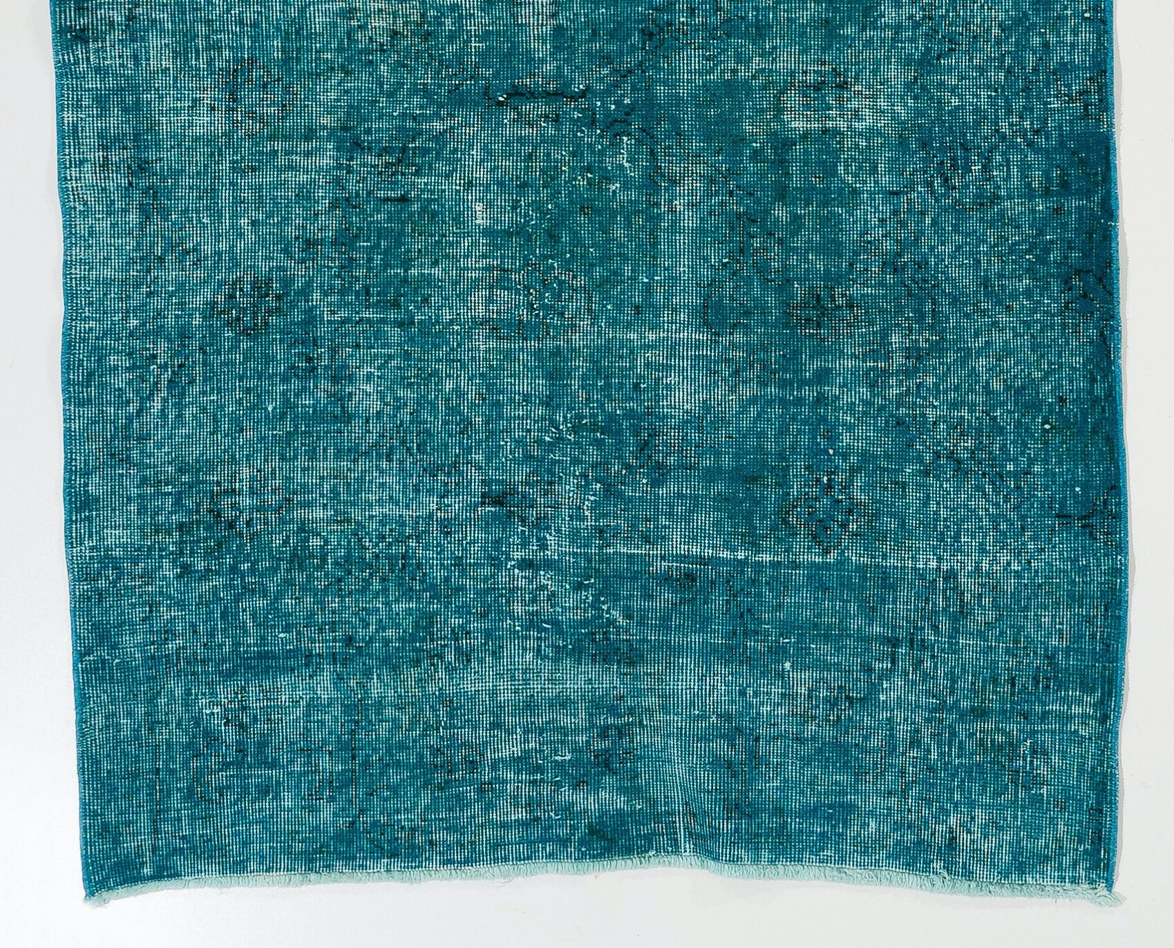 Vintage Accent Rug Overdyed in Teal Blue Color for Contemporary ...