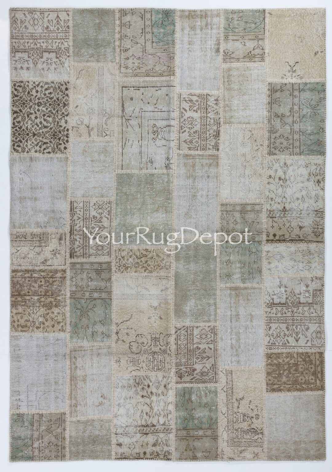 Modern Patchwork Rug. Handmade From Vintage Carpets, Custom Options ...