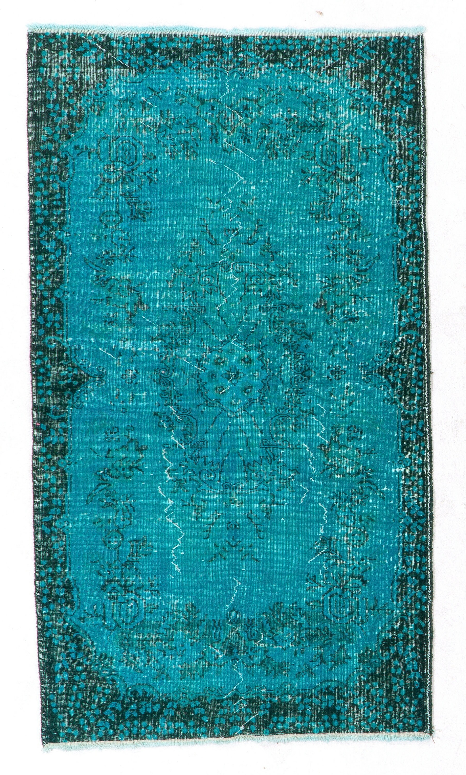 Mid20th Century Wool Rug Re-dyed in Teal Color for - Etsy