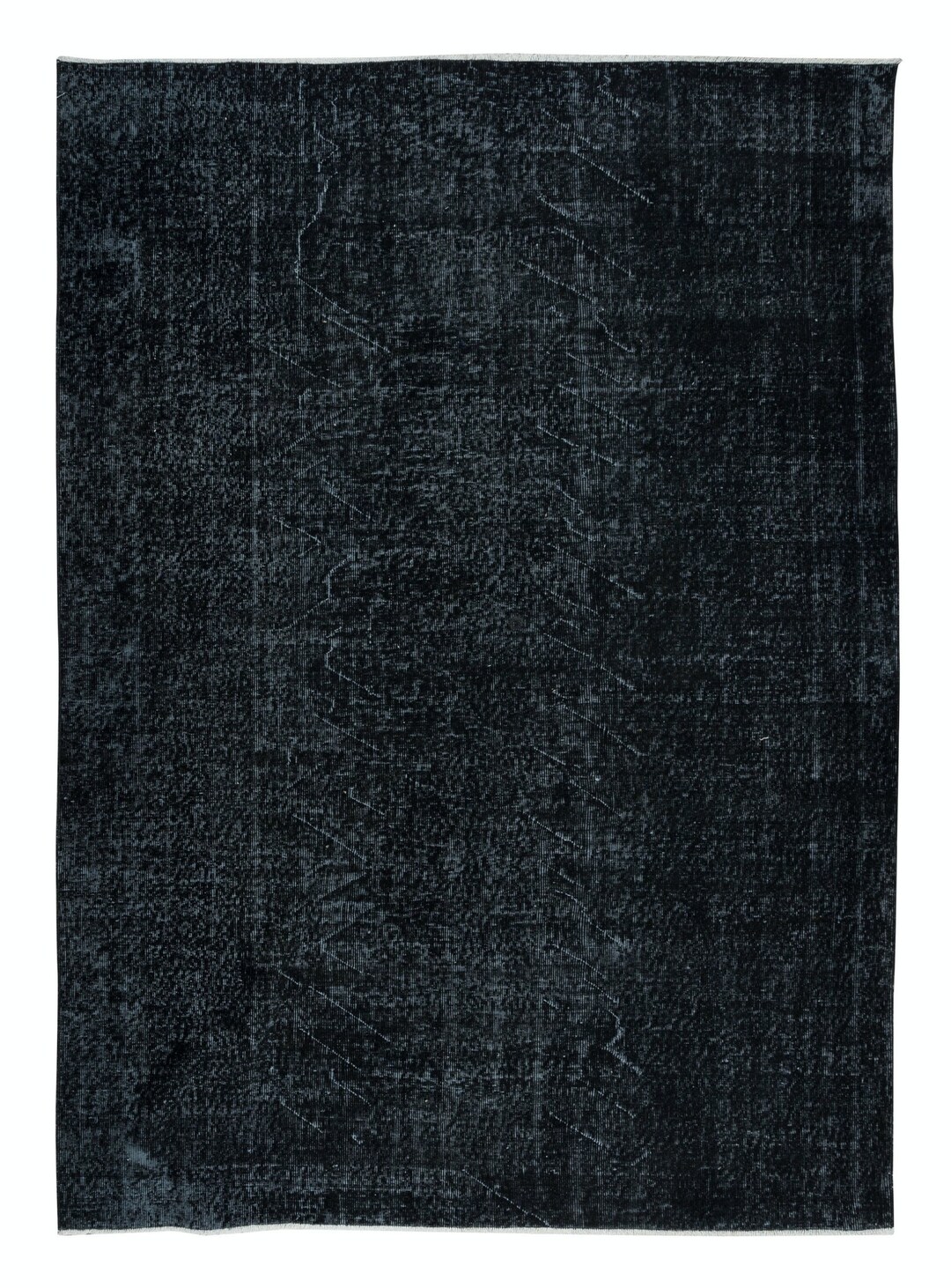 Plain Black Area Rug, Modern Living Room Carpet. Handknotted and ...