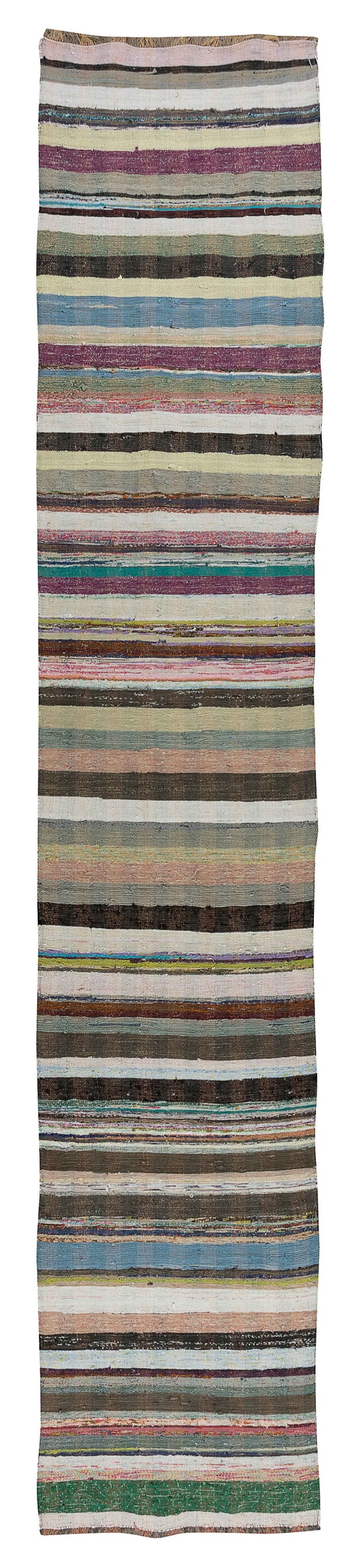 Vintage Striped Handmade Cotton Rag Rug, Flat-weave Kilim Runner ...