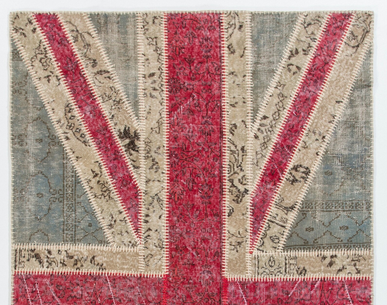 Handmade Union Jack British Flag Design Patchwork Rug Made From Re-dyed ...