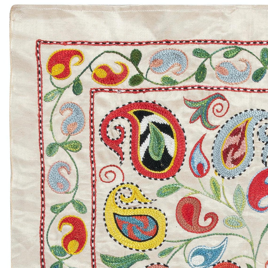 21x36 in Contemporary 100% Silk Wall Hanging. Embroidered Tablecloth ...
