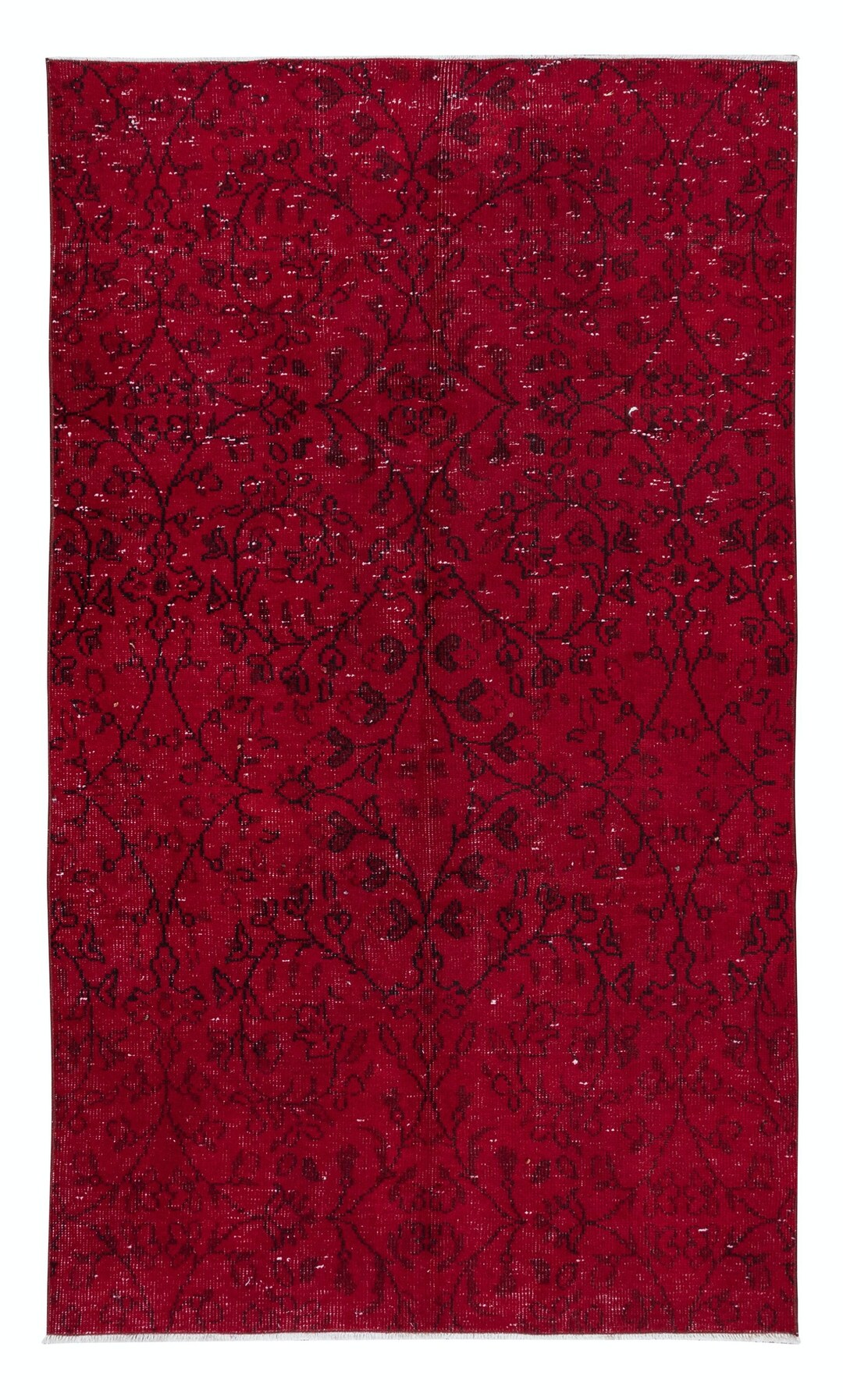 Modern Handmade Burgundy Red Rug, Floral Pattern Turkish Carpet, Ideal ...