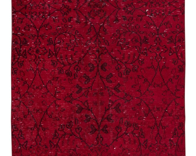 Modern Handmade Burgundy Red Rug, Floral Pattern Turkish Carpet, Ideal ...
