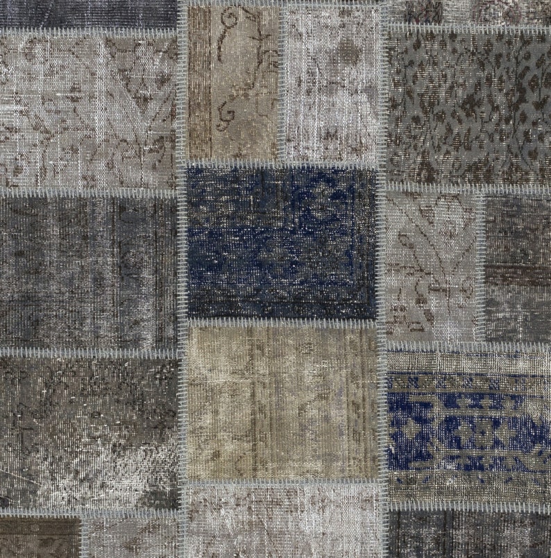 Modern Patchwork Rug. Handmade From Re-dyed Vintage Carpets - Etsy