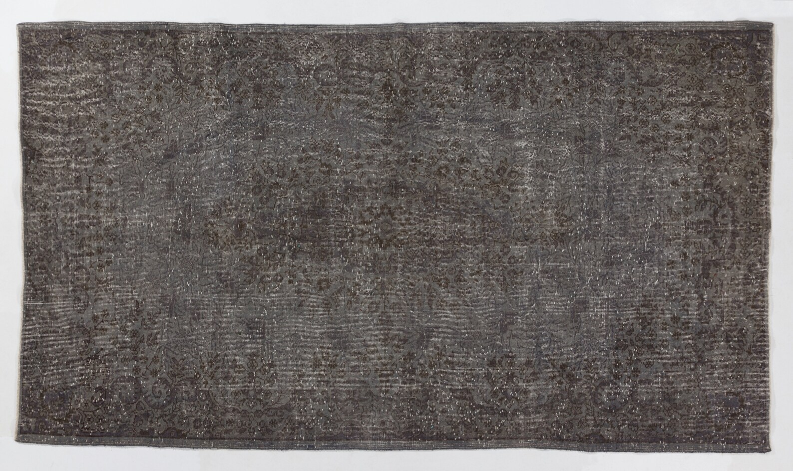 Vintage Area Rug Overdyed in Gray for Modern Interiors, Handknotted in ...