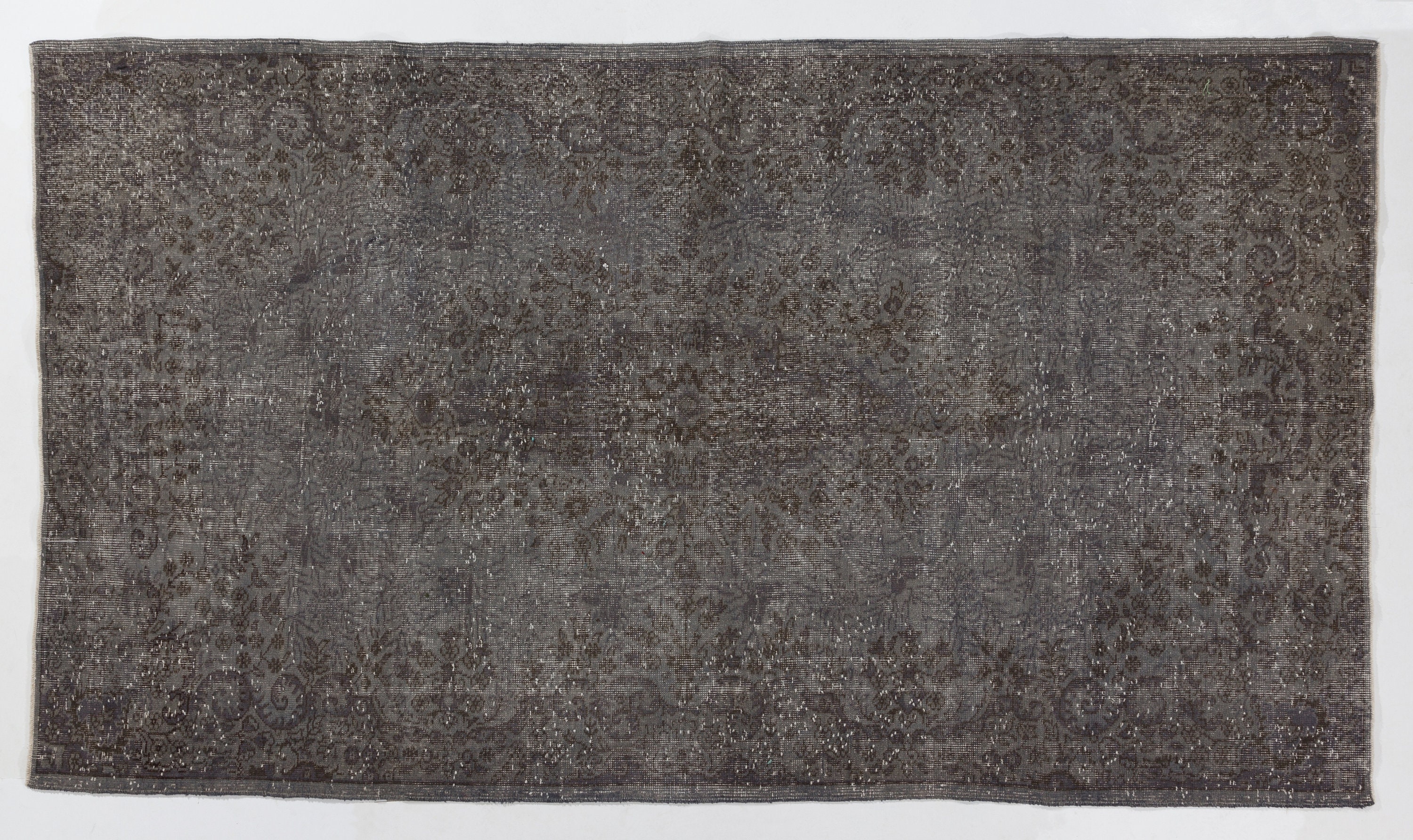 Vintage Area Rug Overdyed in Gray for Modern Interiors, Handknotted in ...
