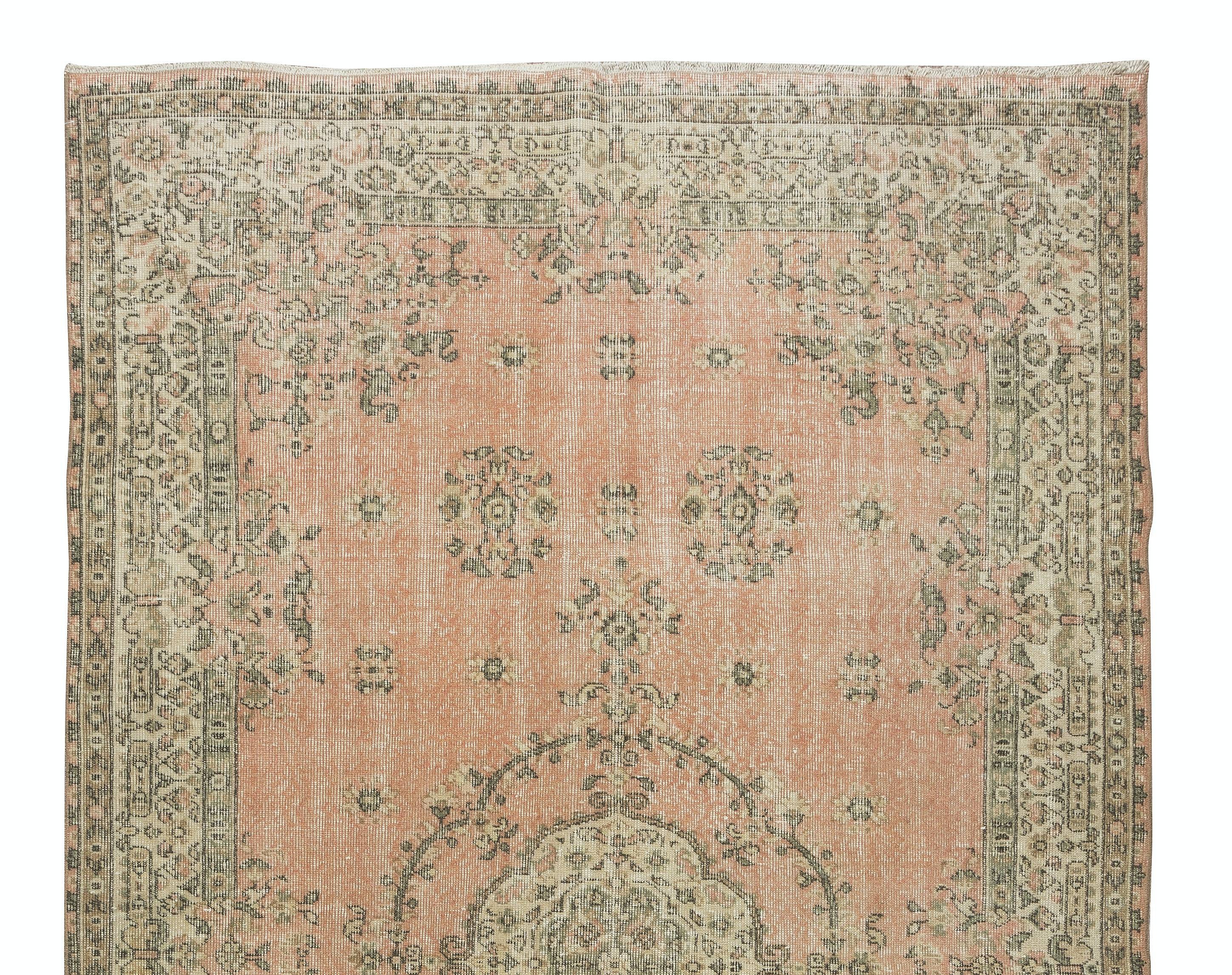 Vintage Handmade Medallion Design Anatolian Rug in Red, Beige & Green ...