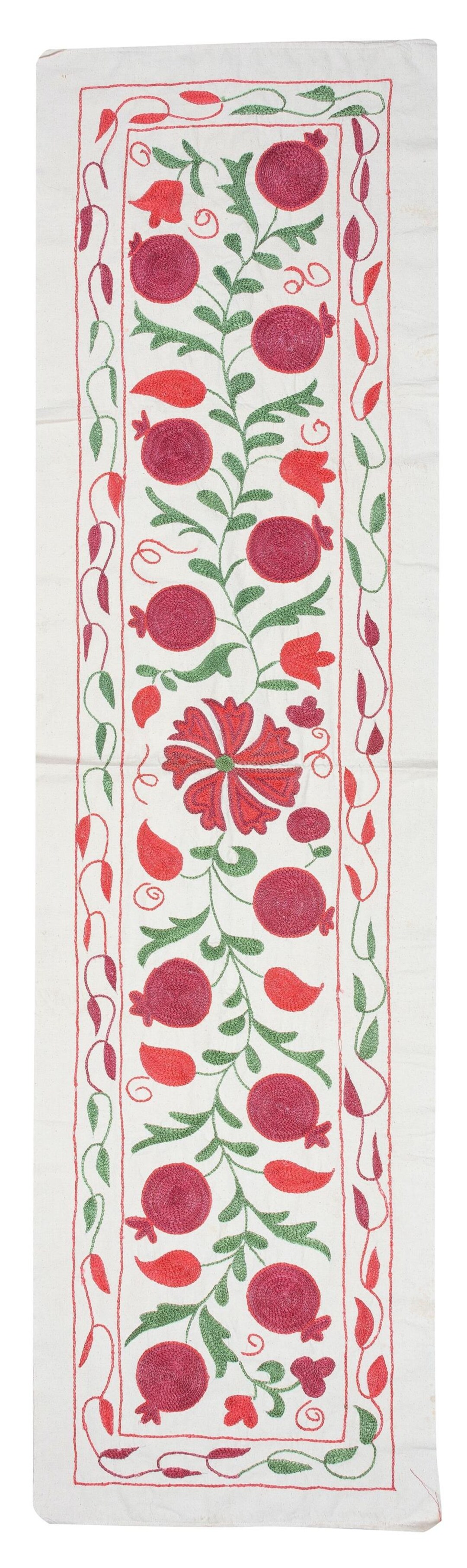20x72 in Embroidered Cotton Wall Hanging. Pomegranate Tree Design Table ...