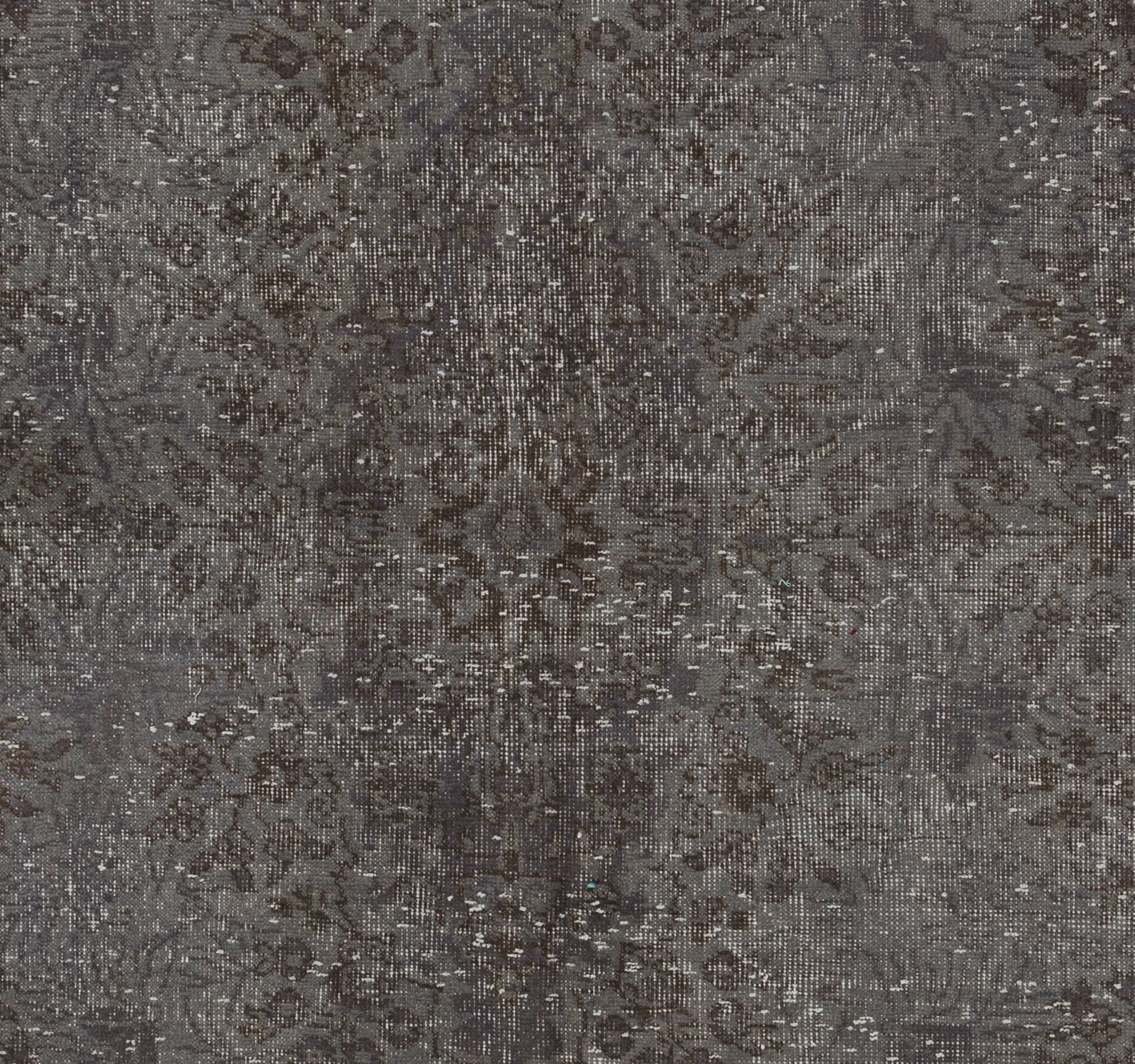 Vintage Area Rug Overdyed in Gray for Modern Interiors, Handknotted in ...