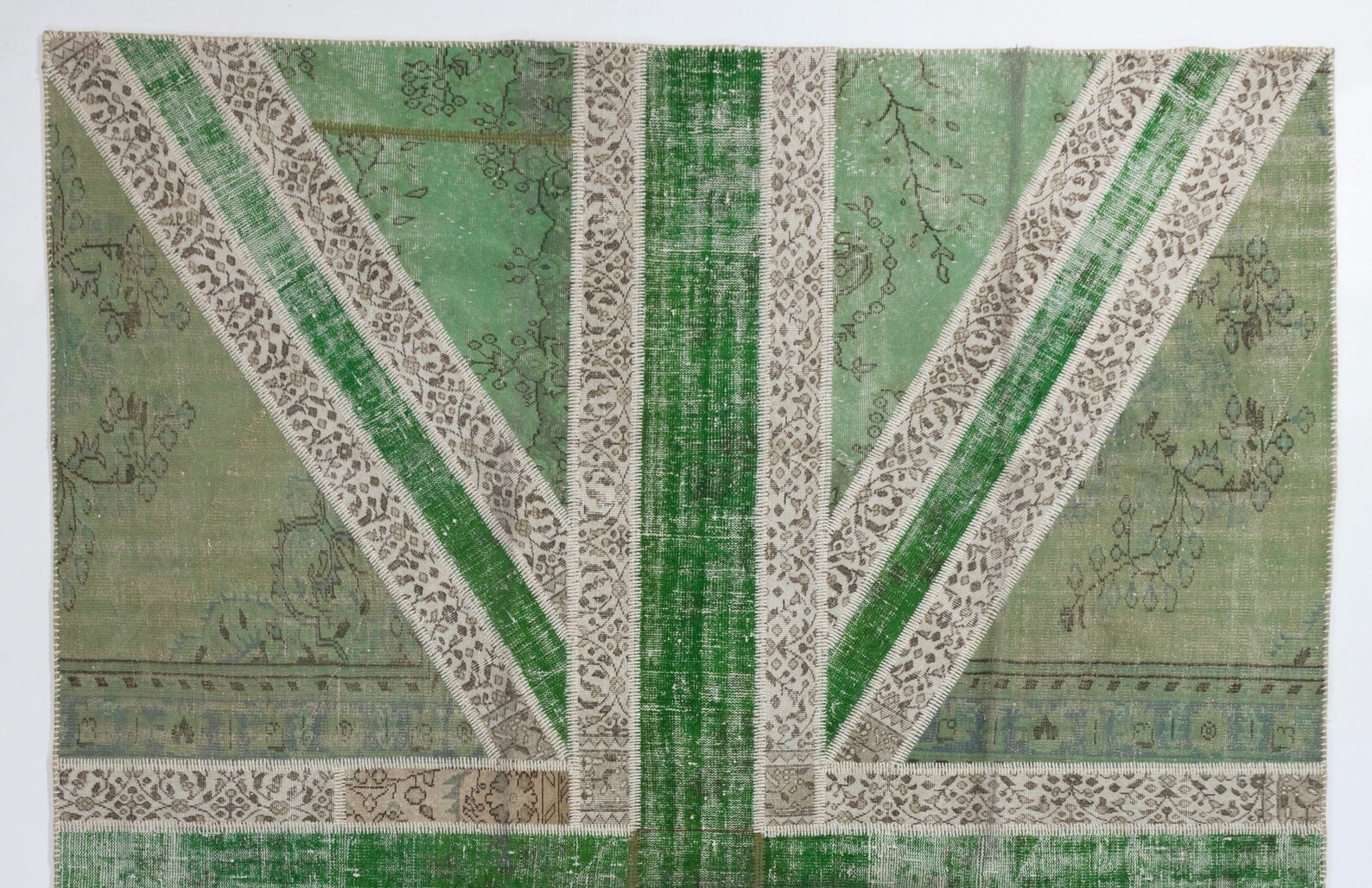 Union Jack British Flag Design Patchwork Rug Made From Re-dyed Vintage ...