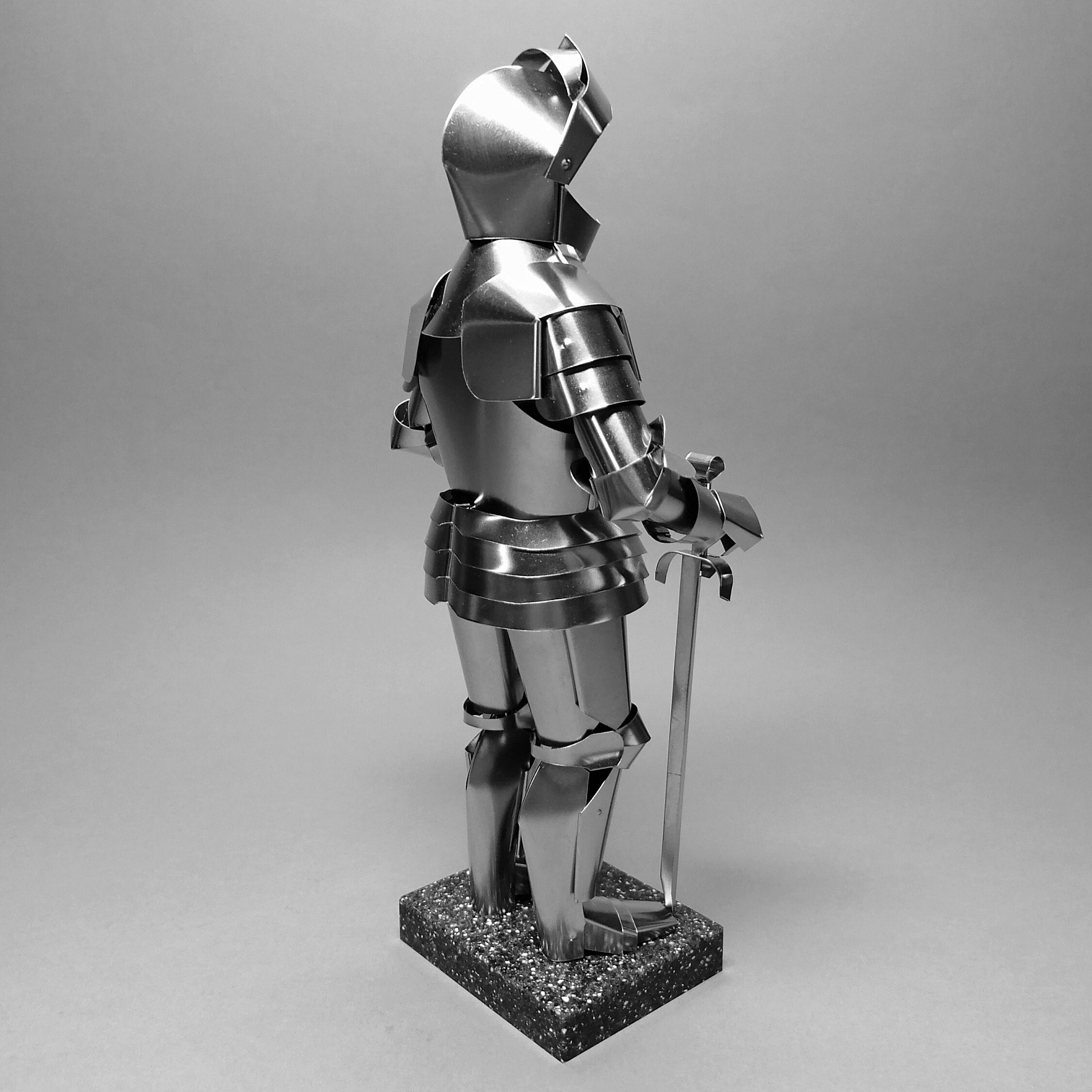 Knight Statue,metal Decor,sword and Shield Figurine,stainless Steel ...