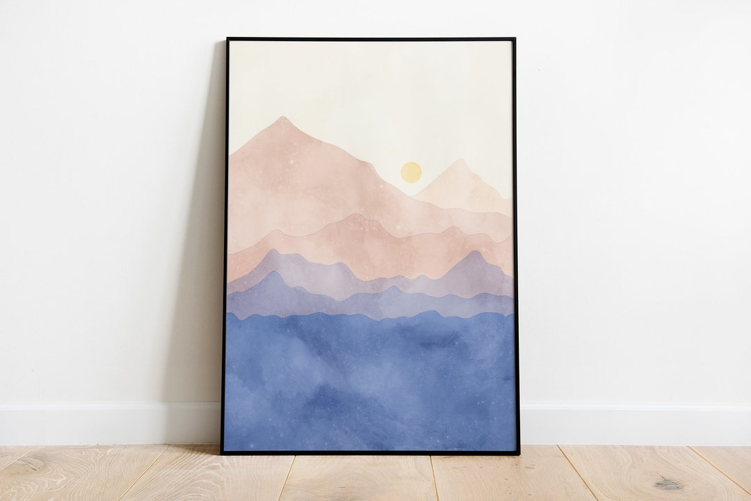 Abstract Mountain Landscape Print, Minimal Poster, Digital Download ...