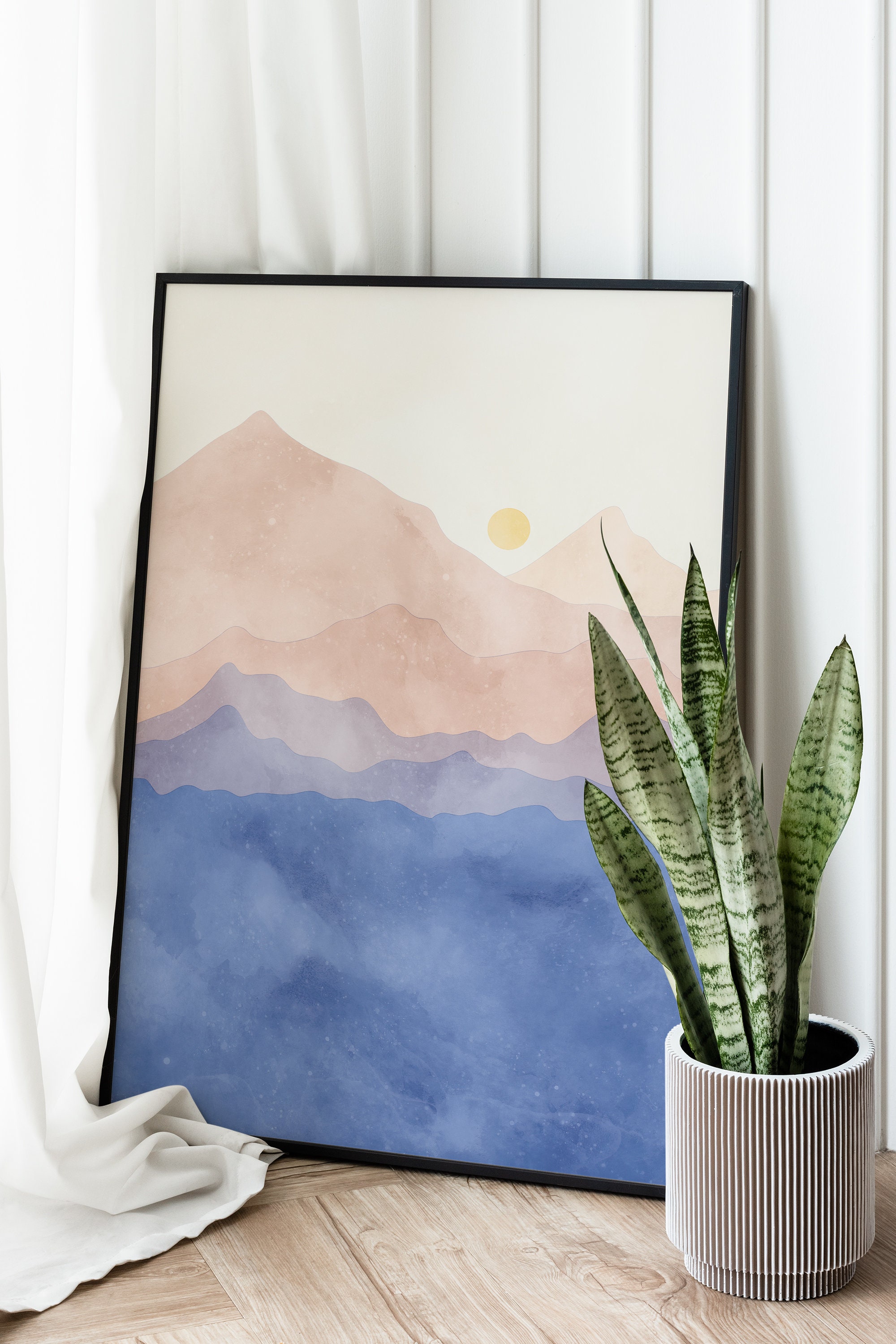 Abstract Mountain Landscape Print, Minimal Poster, Digital Download ...