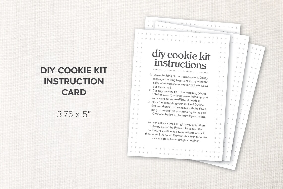 DIY Cookie Kit Instruction Card. DIY Cookie Box Instructions Card ...