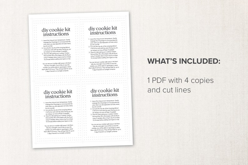 DIY Cookie Kit Instruction Card. DIY Cookie Box Instructions Card ...