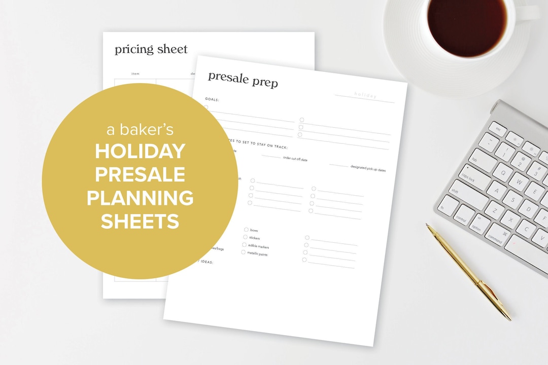Bakery Holiday Presale Planning Sheets, Cookie Orders, Bakery Organizer ...