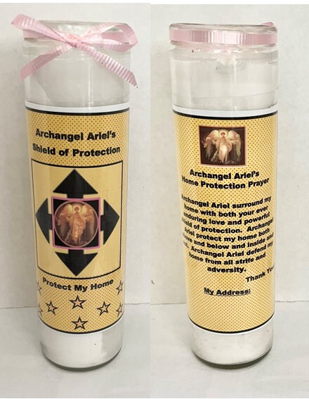 Two ARCHANGEL ARIEL Home Protection Prayer Candles Protect My Home and ...