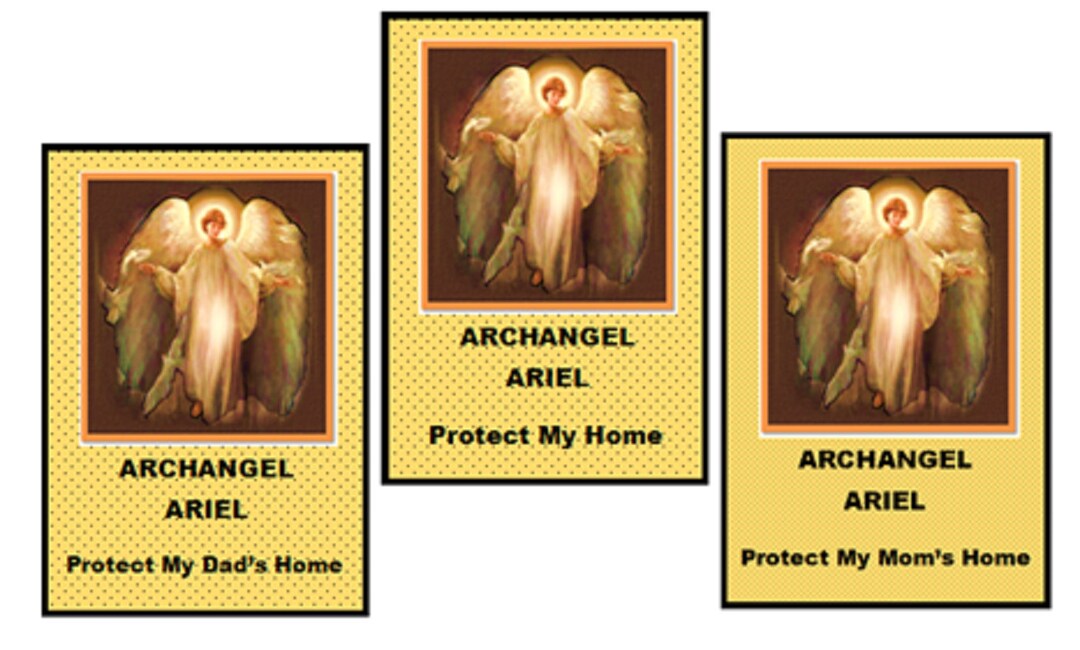 Three ARCHANGEL ARIEL Laminated Prayer CARDS: Protect My Home, Protect ...