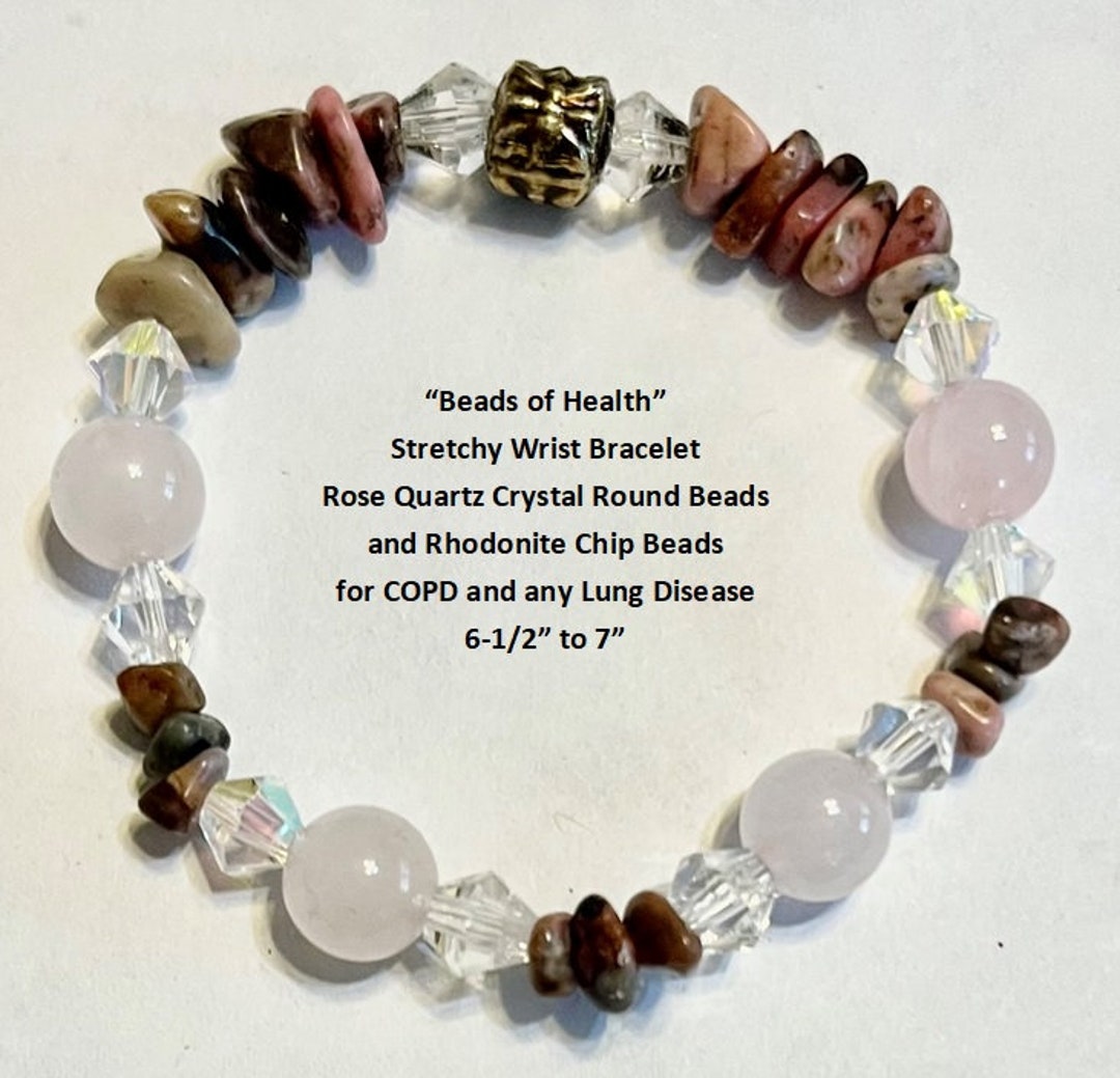 HEALTHY Lungs beads of Health Rhodonite & Rose Quartz Wrist Bracelets for Copd/lung Disease With ...