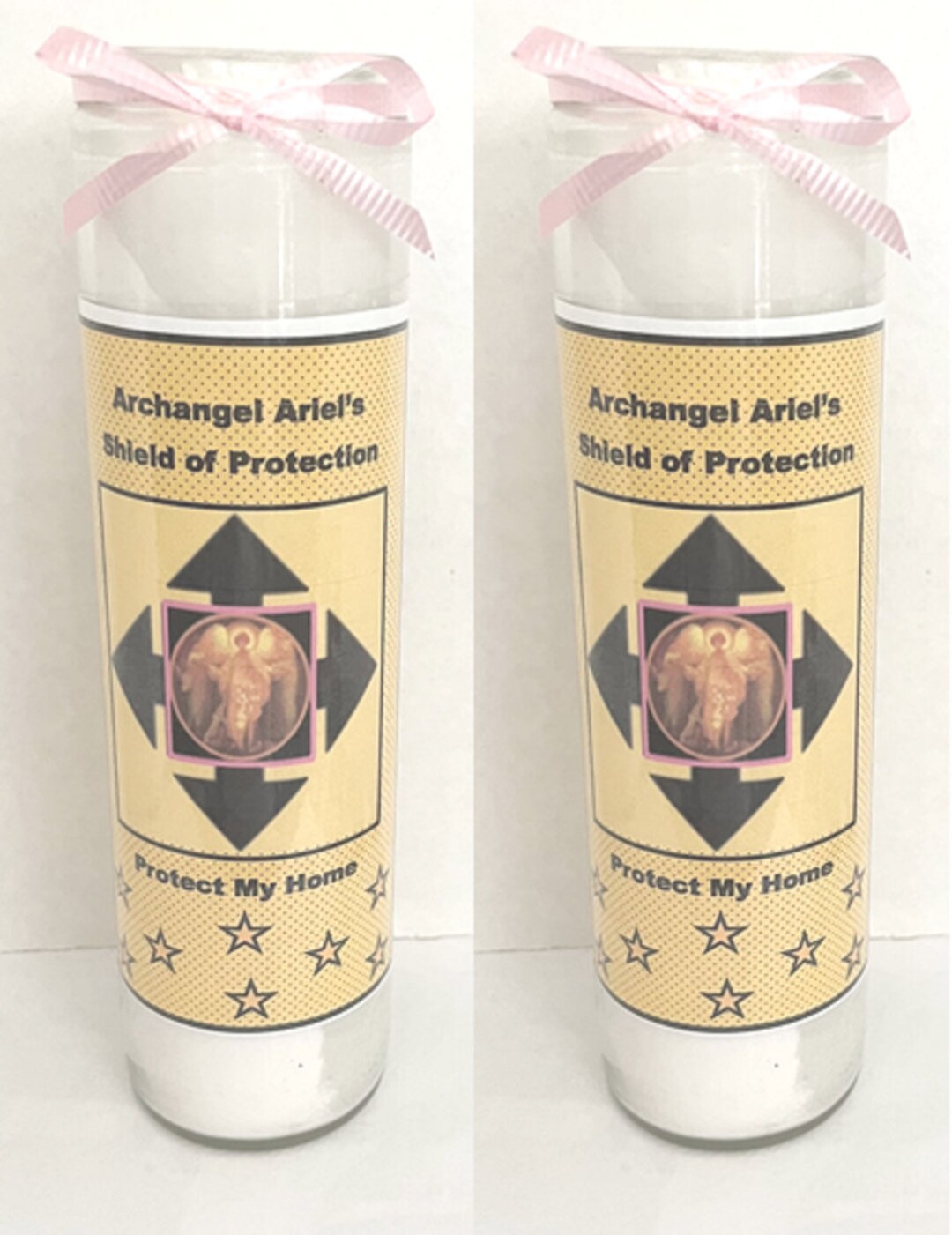 Two ARCHANGEL Ariel's Home Protection Prayer CANDLES Shield of ...