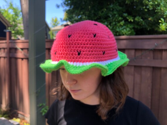 Handmade Crochet Watermelon Bucket Hat - Etsy