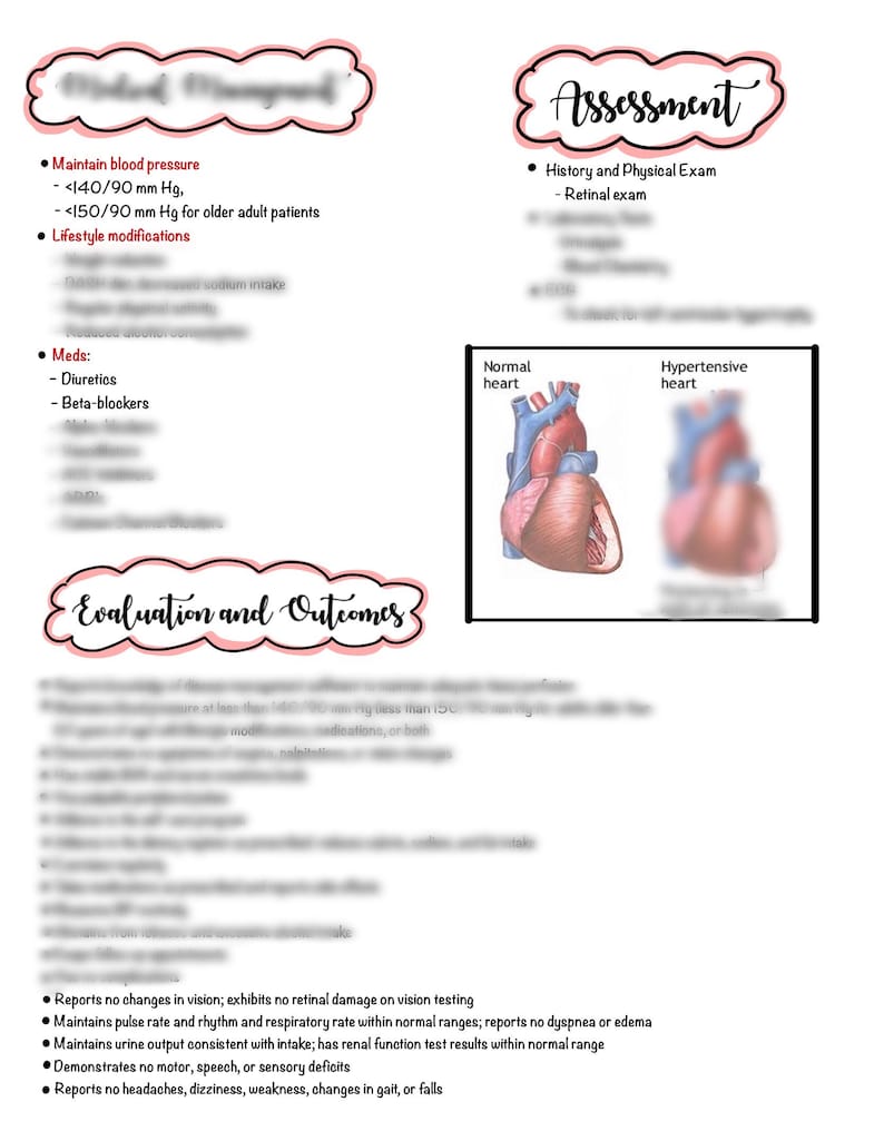 Hypertension | 2 Pages Nursing Notes | Digital Download - Etsy