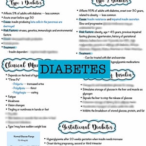 Diabetes | Nursing Notes | Digital Download - Etsy UK