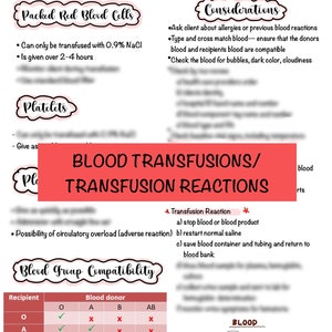 Blood Transfusion Notes | Nursing Notes | NCLEX Review | Digital ...