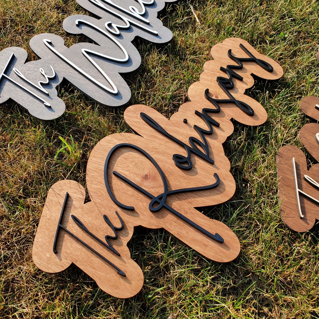 Layered Name Sign | Custom Wood Sign | Family Name Sign | Wood Cut Out ...