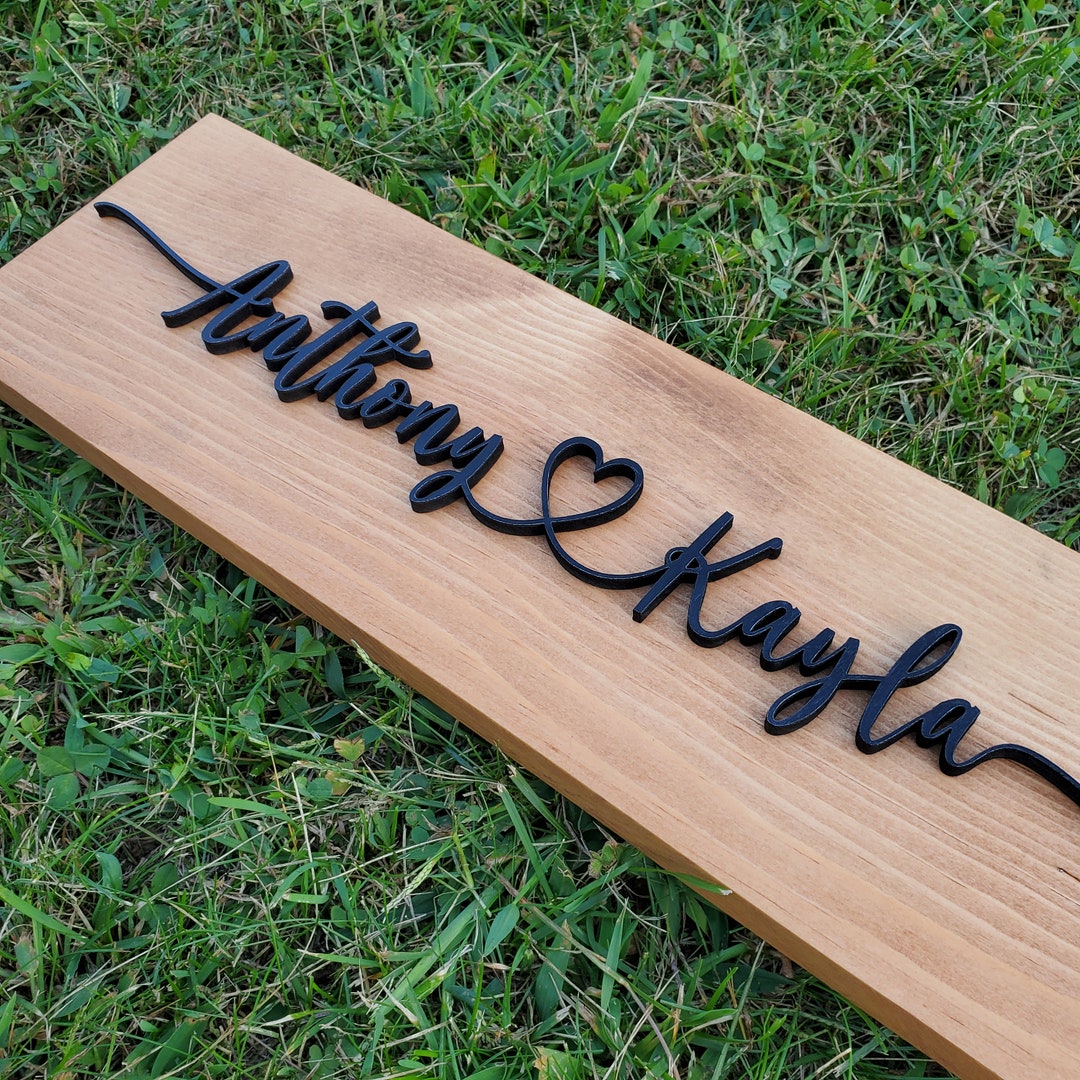 Custom Couples Sign | Lovers Heart Sign | Custom Wood Sign | 3D Laser ...