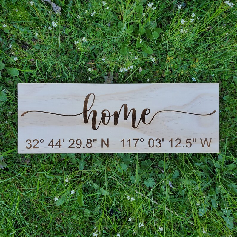 Custom Home Coordinates Laser Engraved Wood Sign | Housewarming Gift - Etsy