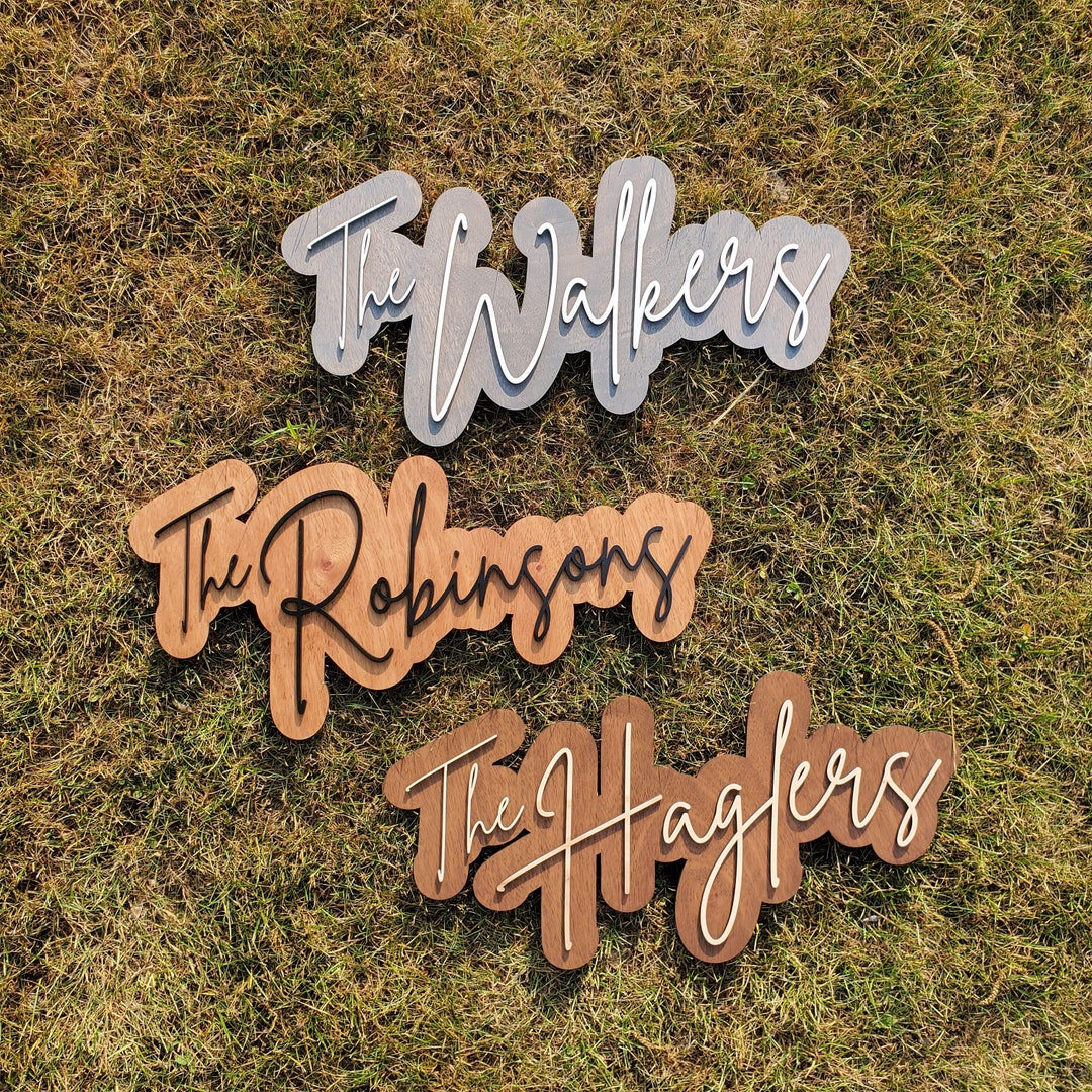 Layered Name Sign Custom Wood Sign Family Name Sign Wood Cut Out Last ...