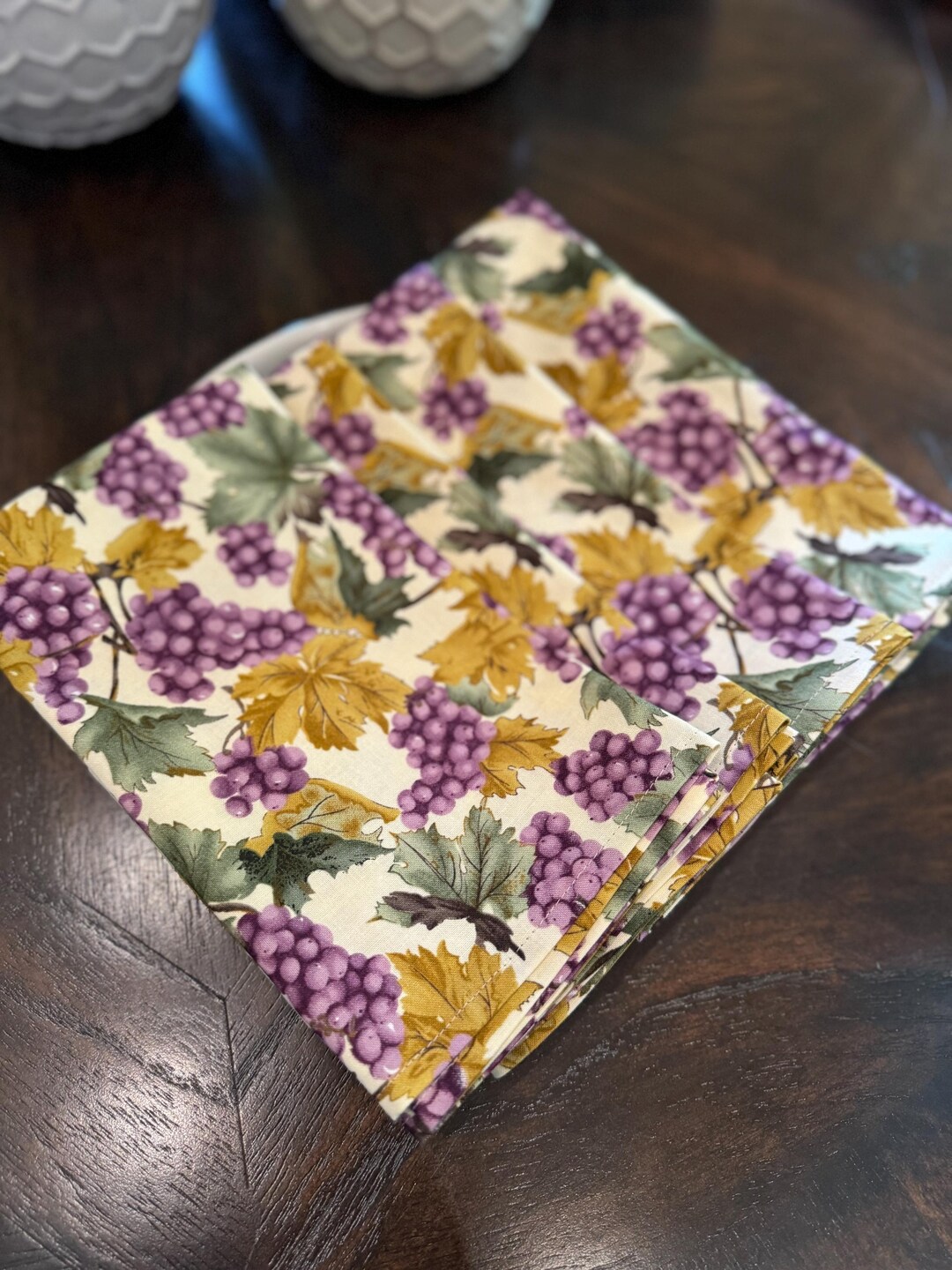 Cotton Cloth Dinner Napkins Grapes Print Set of 4 Gifts for Wine Lover ...