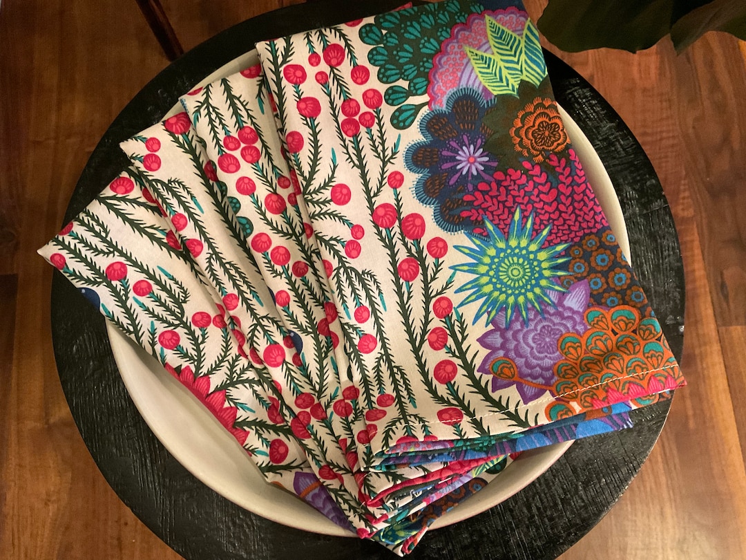 Cotton Cloth Dinner Napkins Set Large Reusable Napkins Chain Blossoms ...