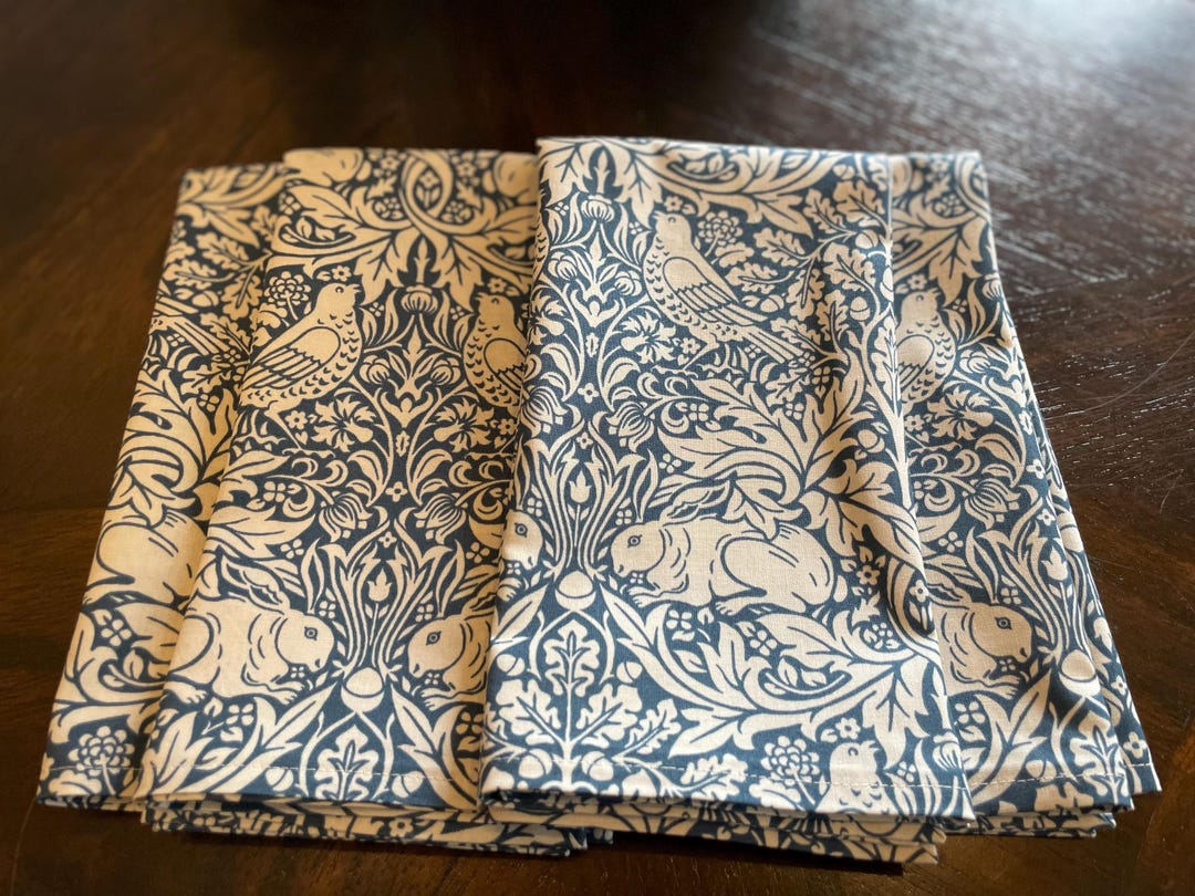 Easter - Morris & Co. Brer Rabbit Navy Cotton Cloth Dinner Napkins ...