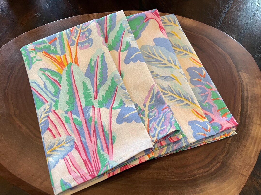 Swiss Chard Print Spring Cotton Cloth Dinner Napkins Set - Reusable ...