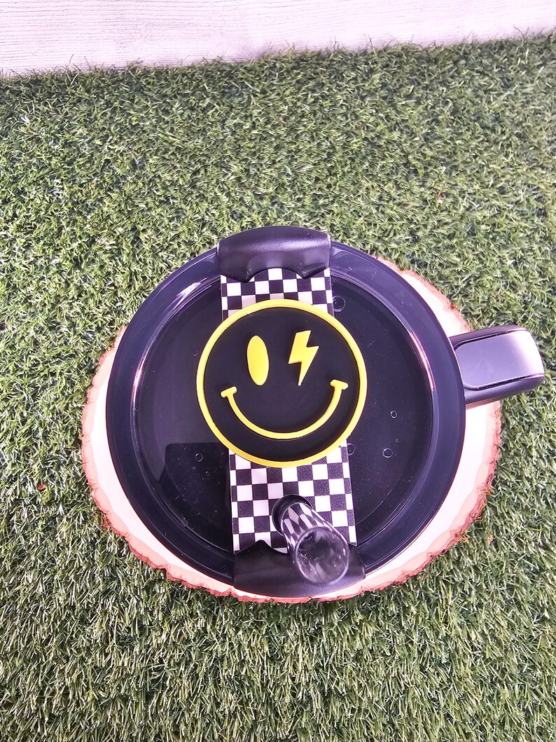 Checkered Smiley Face Stanley Topper - Etsy