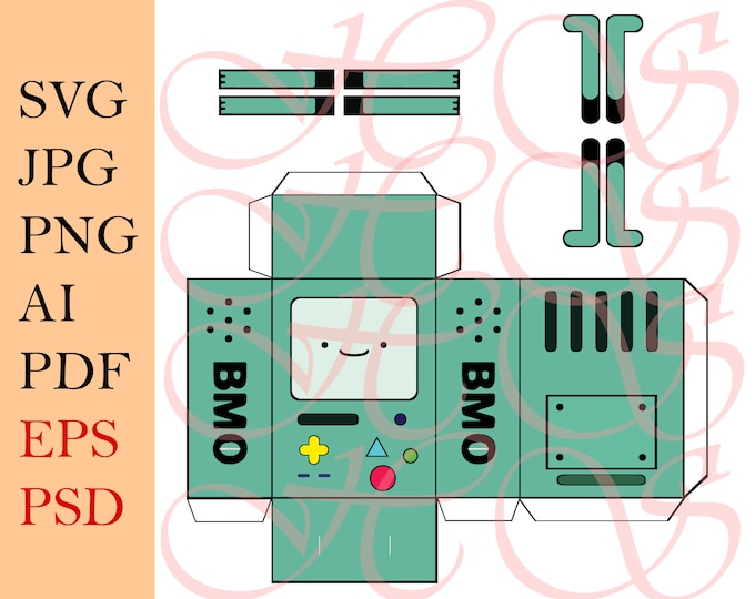 SVG File Box Template, BMO Box, Adventure Time, Box, Illustration, Jpg ...